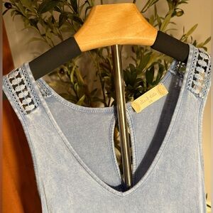 Altar'd State | Tops | Alterd State Blue Flowy Tank Top W Crochet Trim ...